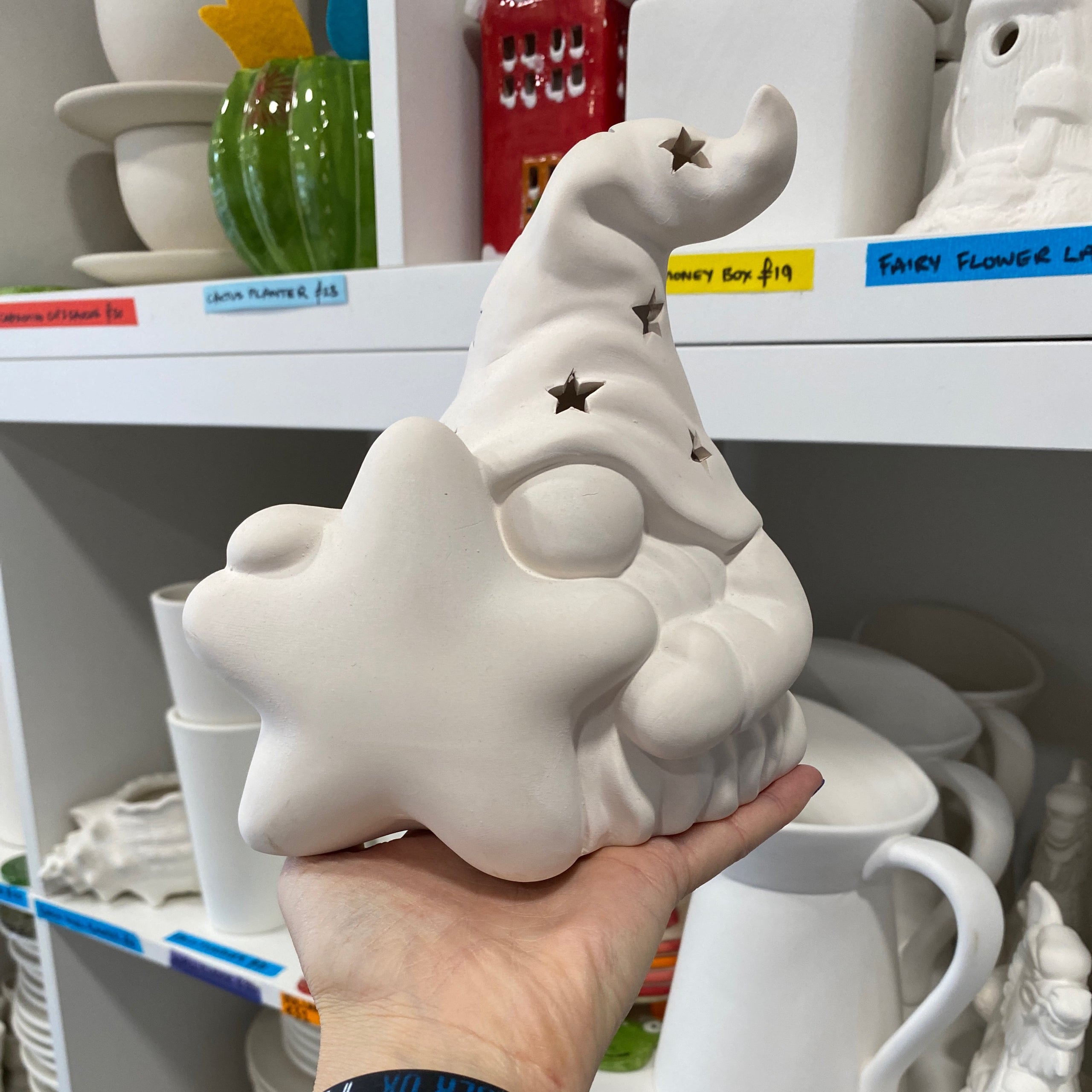 Gnome with Star Lantern | Fired Frog Pottery Cafe