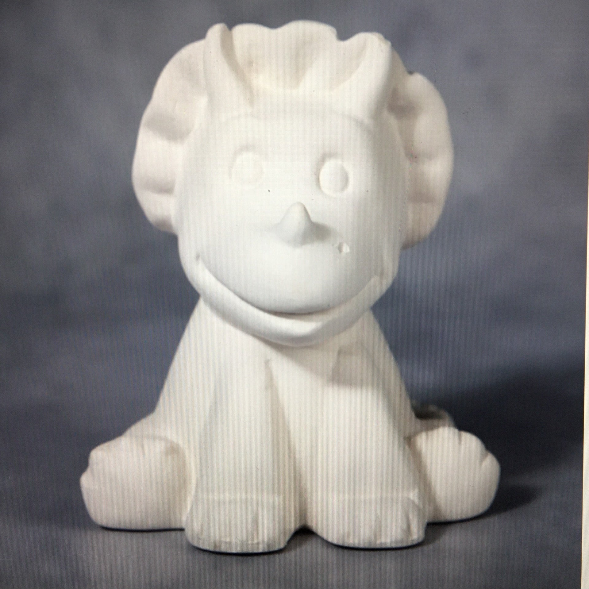 Sitting Triceratops | Fired Frog Pottery Cafe