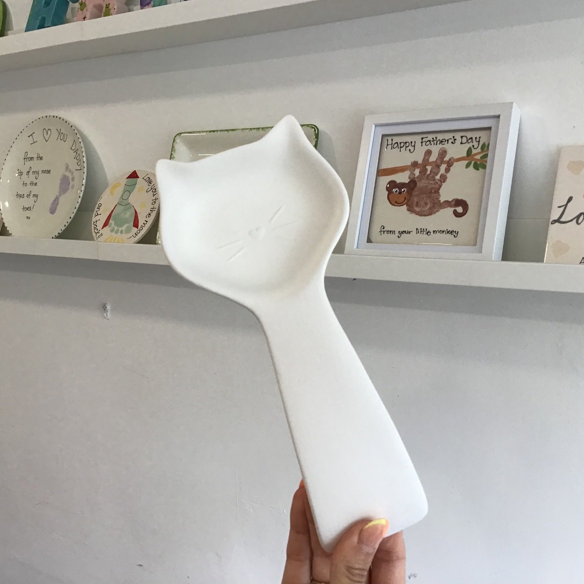 Spoon Rest - Kitty | Fired Frog Pottery Cafe